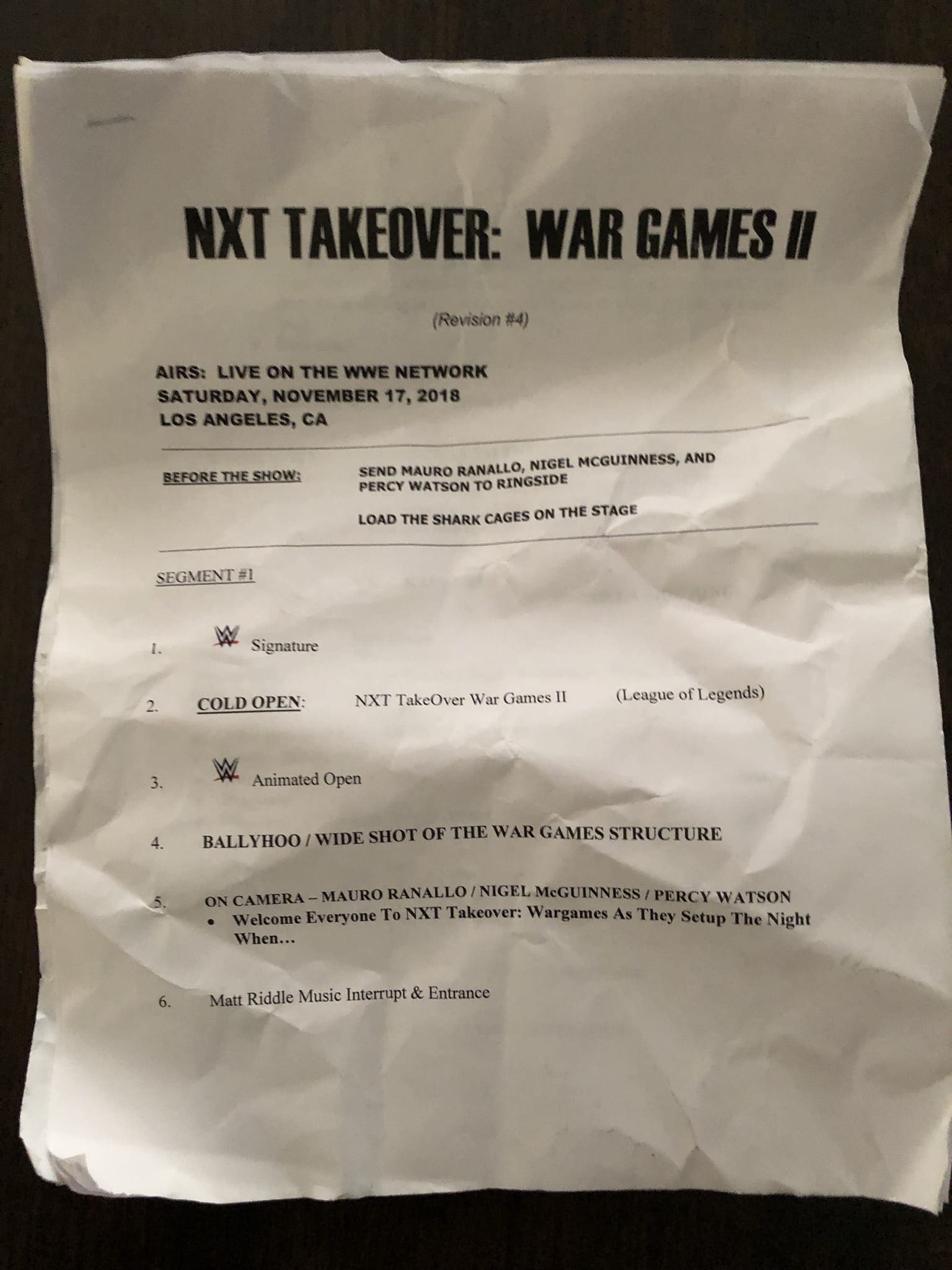Mauro Ranallo's Full NXT TakeOver: WarGames Script Revealed