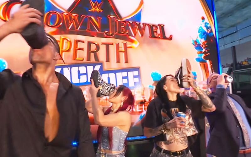 Rhea Ripley, Grayson Waller, IYO SKY & Michael Cole Celebrate With ...